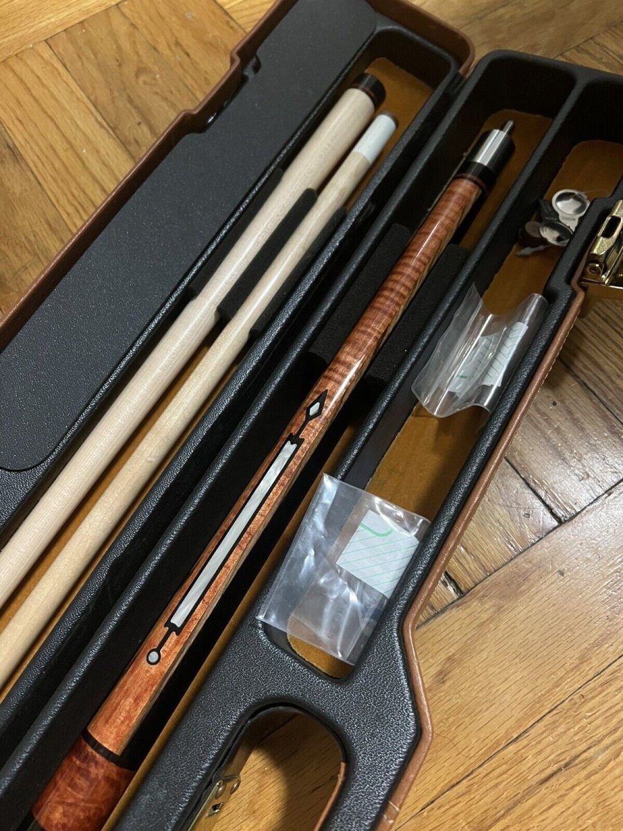 Sold - Pair of really nice older Pool Longoni cue, each with 2 shafts ...