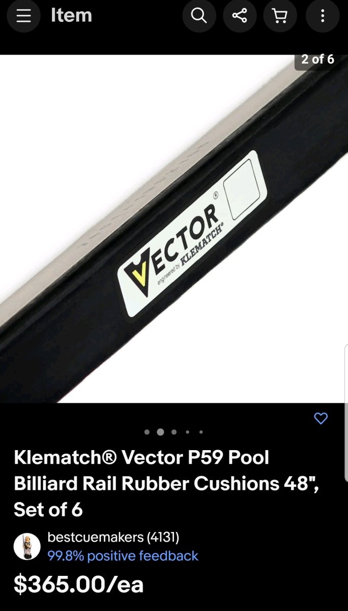 Klematch Vector P59 Cushions | AzBilliards Forums